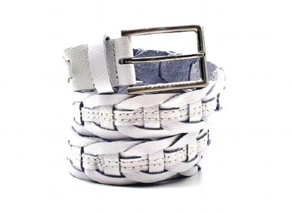 Cinto masculino trançado em couro branco OXDDI K00751