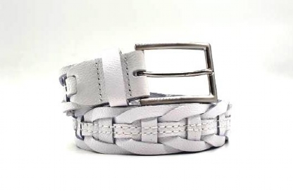 Cinto masculino trançado em couro branco OXDDI K00751